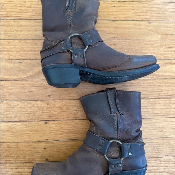 Frye | Shoes | Frye Womens 8r Short Harness Brown Leather Moto Biker ...